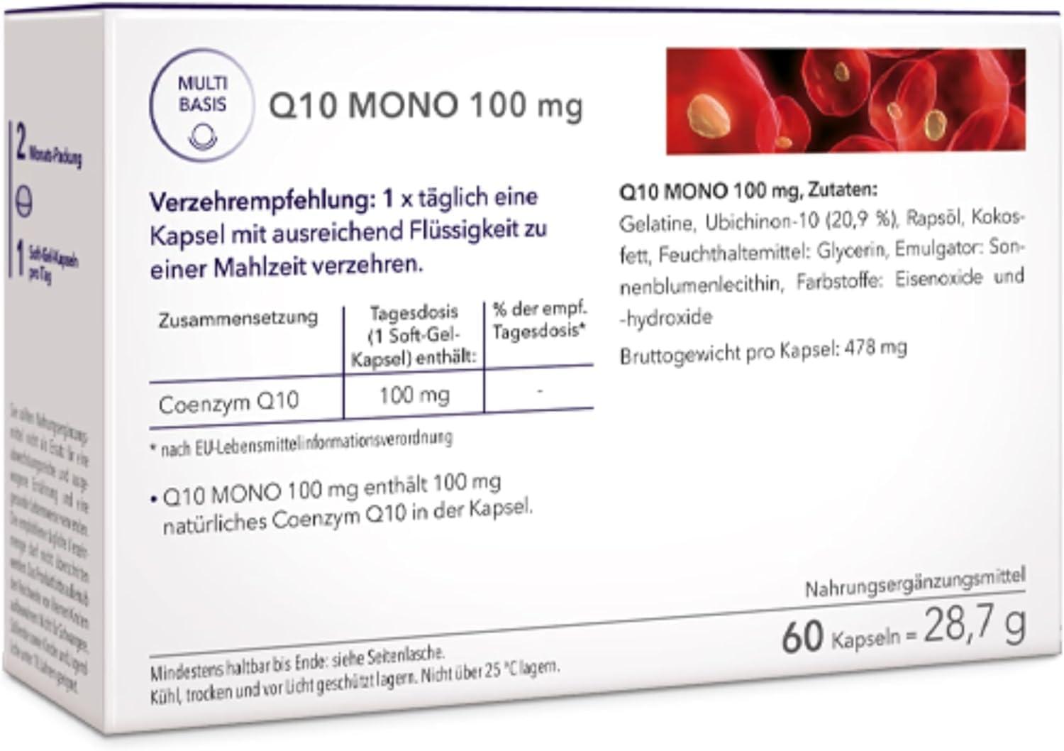 High-Dose Coenzyme Q10 Capsules - Medicom Q10 Mono 100 mg for Energy ...