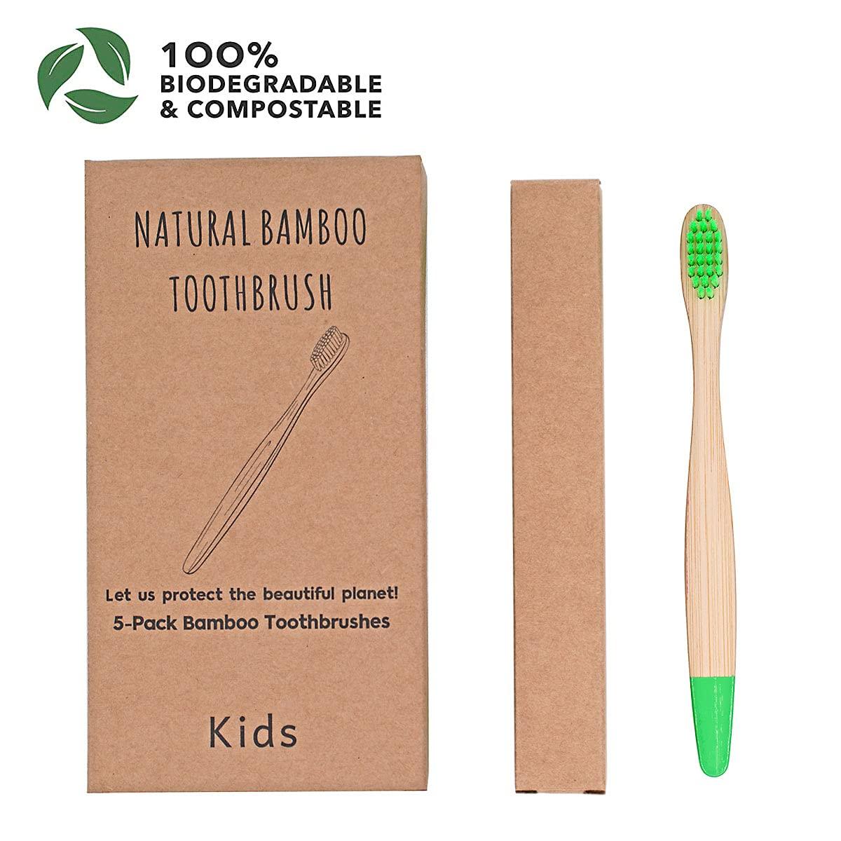 ANXUN Kids Bamboo Toothbrushes 5 Pack - Eco-Friendly Biodegradable ...