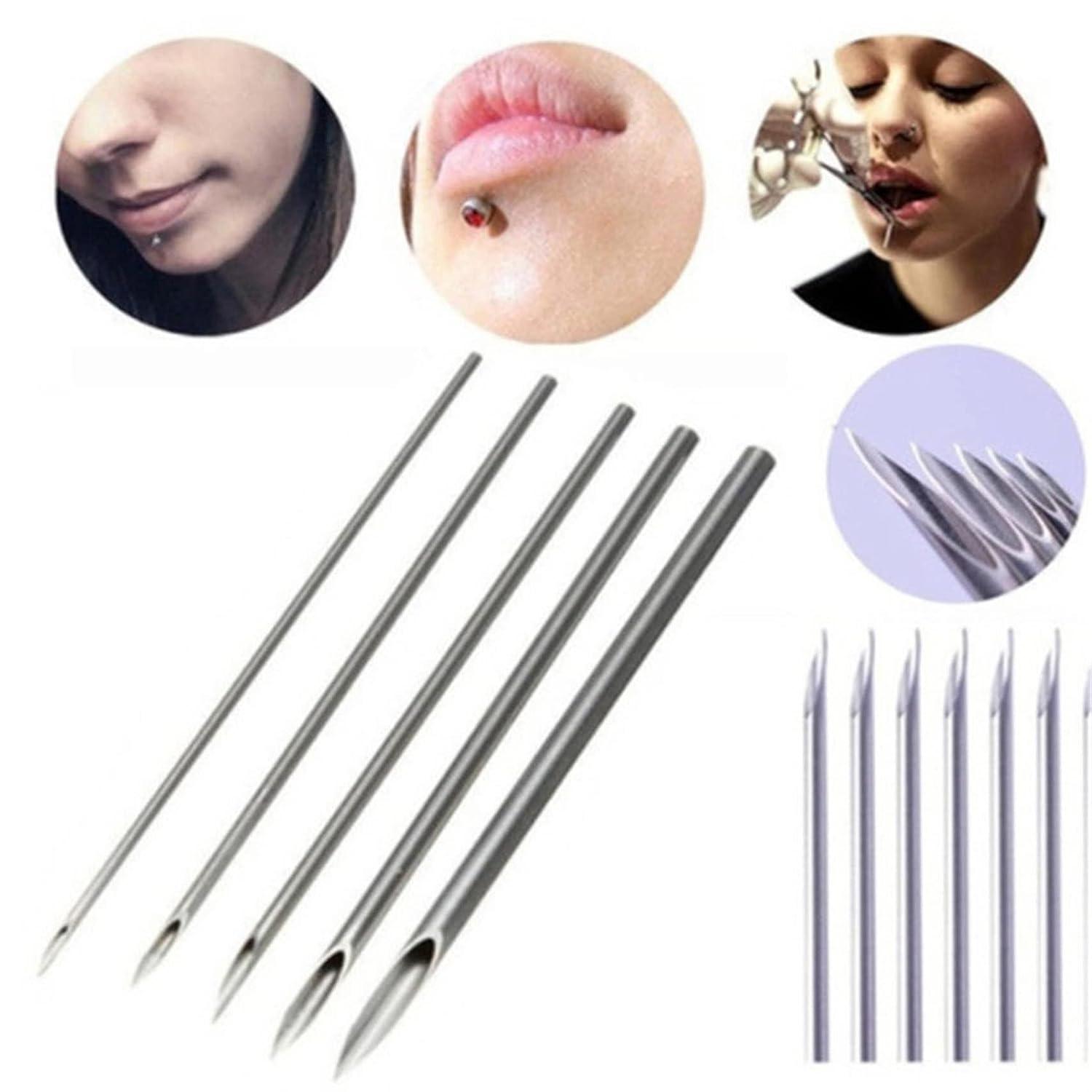 XUEQI 10pcs Stainless Steel Piercing Needles - Ear Nose Navel Nipple ...