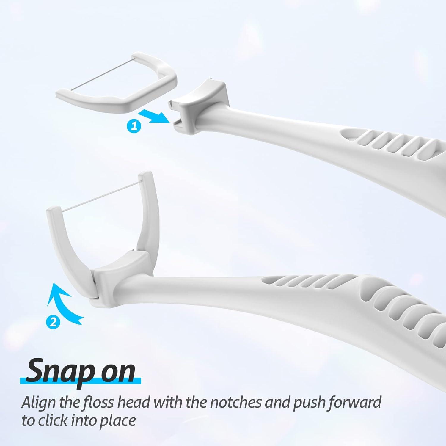 Dental Floss Picks Kit - 1 Handle & 120 Refills - Clean Dental Flossers ...