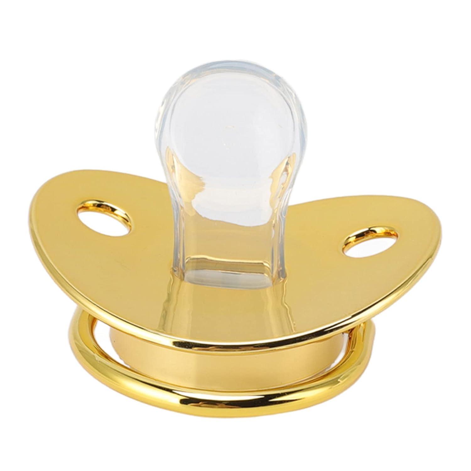 Heart-Shaped Baby Pacifier with Rhinestones | Soft & Light Gold ...