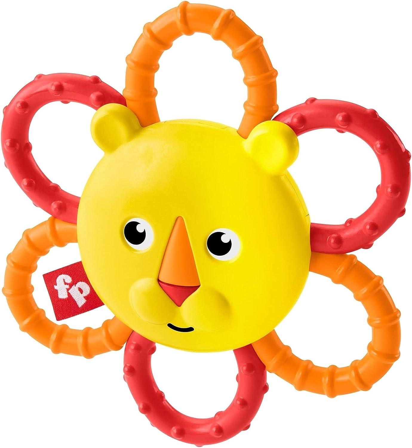 Fisher-Price Take & Teethe Lion Rattle Toy - Yellow Orange | 3M+ Baby ...