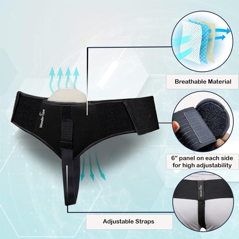 Wonder Care Black Inguinal Hernia Support Truss with Removable ...
