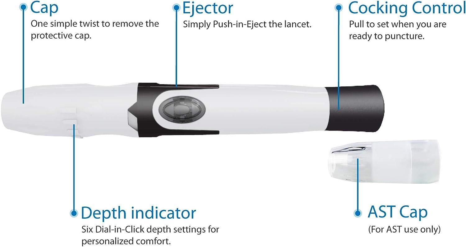 FORA Adjustable Lancing Device | Painless Design | 6 Adjustable Depths ...