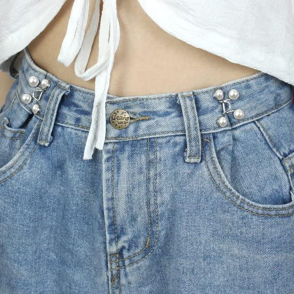 Qkari Adjustable Jean Button Pins - No Sewing Required - White Pearl ...