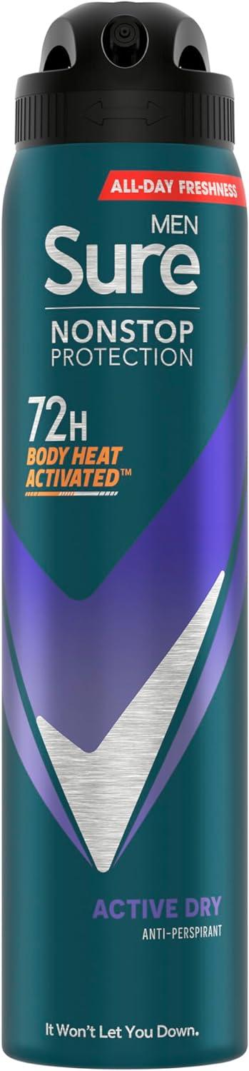 Sure Men Nonstop Protection Active Dry Antiperspirant Deodorant with ...