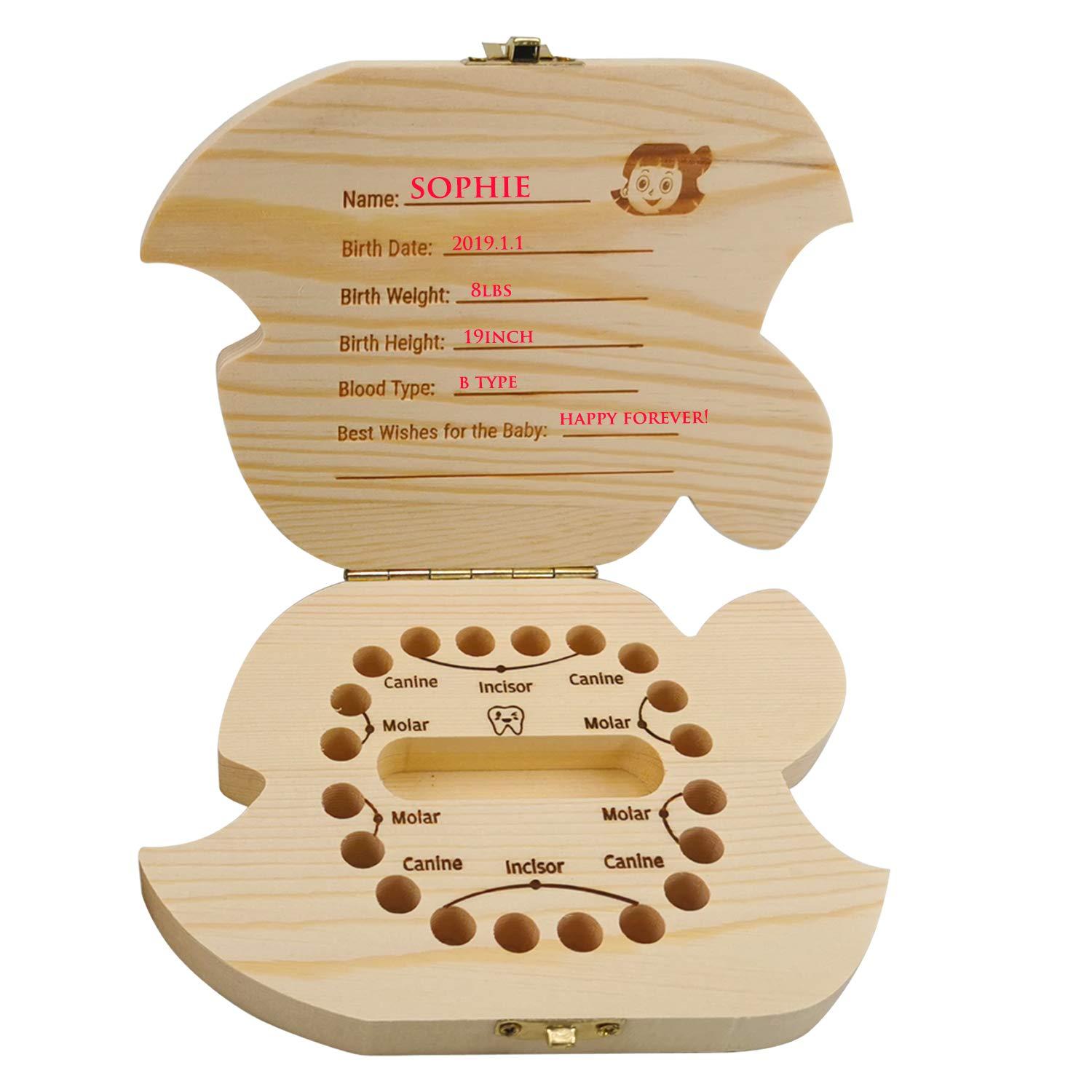 Baby Tooth Fairy Keepsake Box | First Teeth and Curl Holder for Girls ...