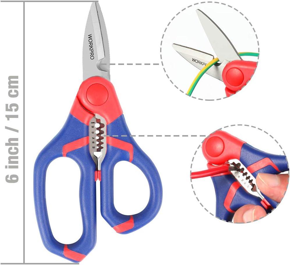 WORKPRO Electricians Scissors & Wire Cutter Stripper 2-in-1 Multi ...