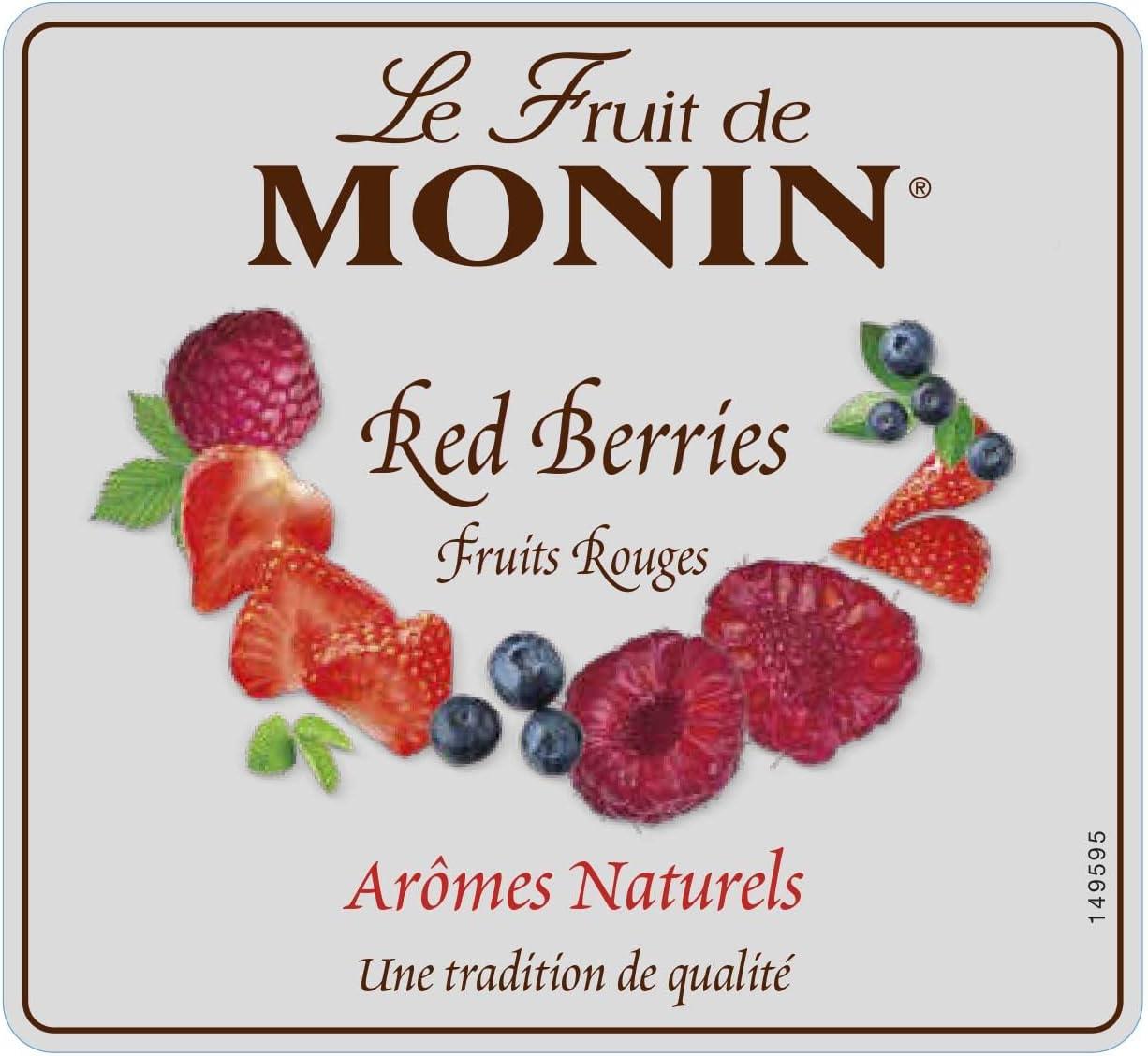 MONIN Red Berries Fruit Mix Puree 1L - Vegan-Friendly & Allergen-Free ...