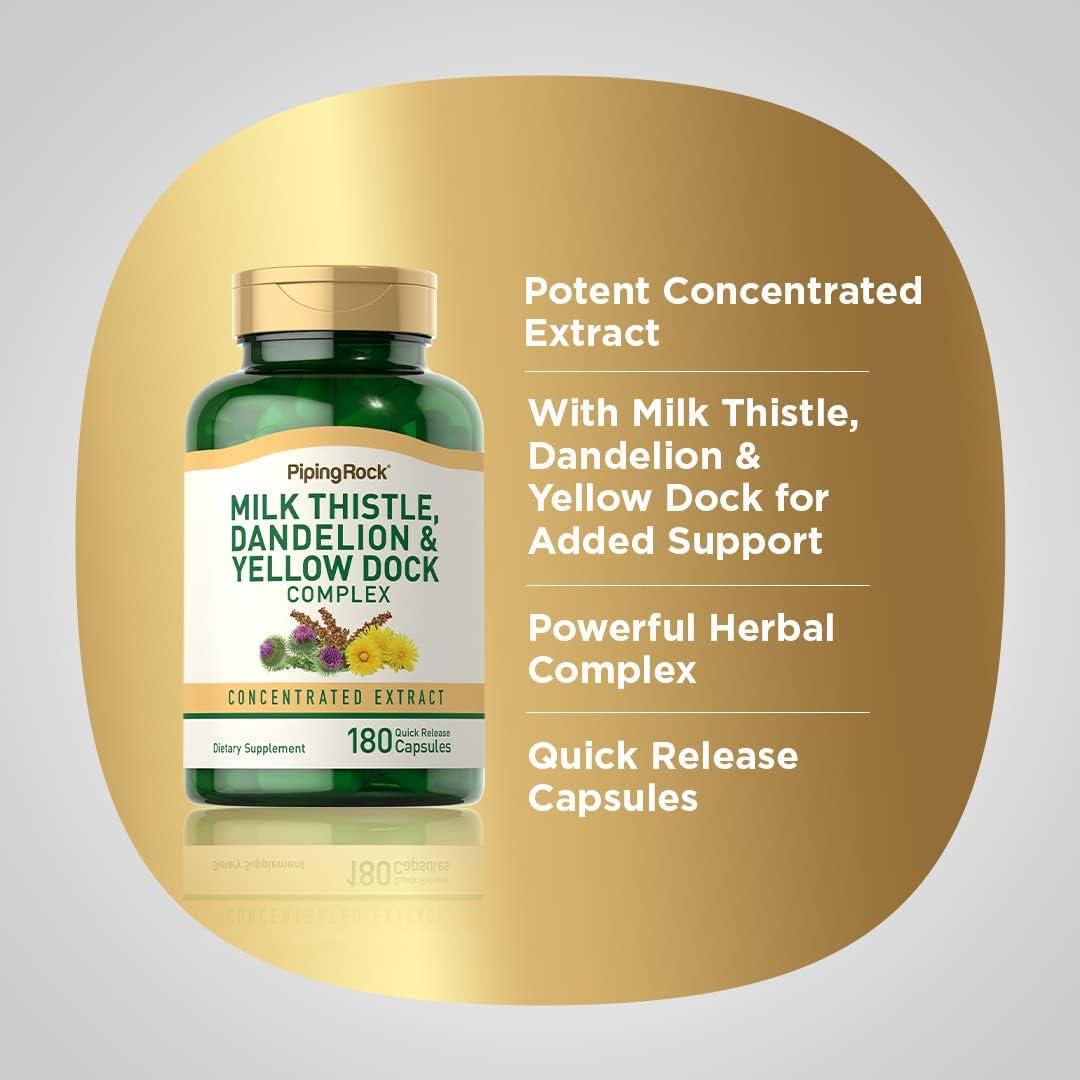 Piping Rock Milk Thistle Dandelion Yellow Dock 180 Capsules ...