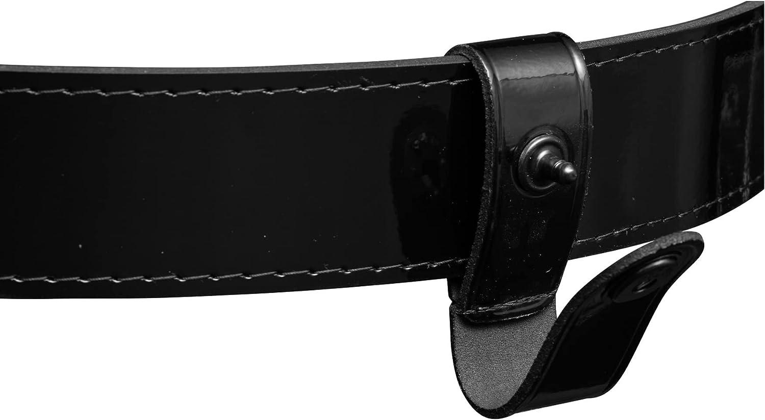 High Gloss Black Leather Handcuff Strap with Safety Snap - Secure Your ...