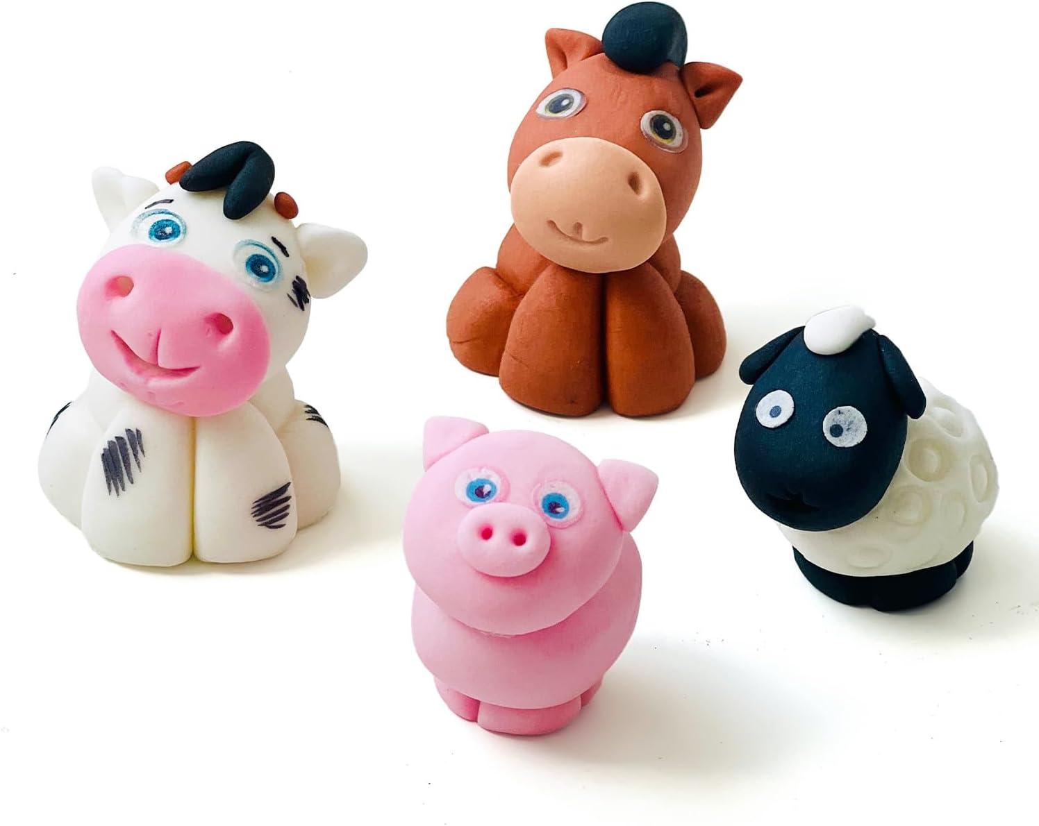 SugarArt Edible Farm Animal Cake Toppers - Handmade Sugar Decorations ...