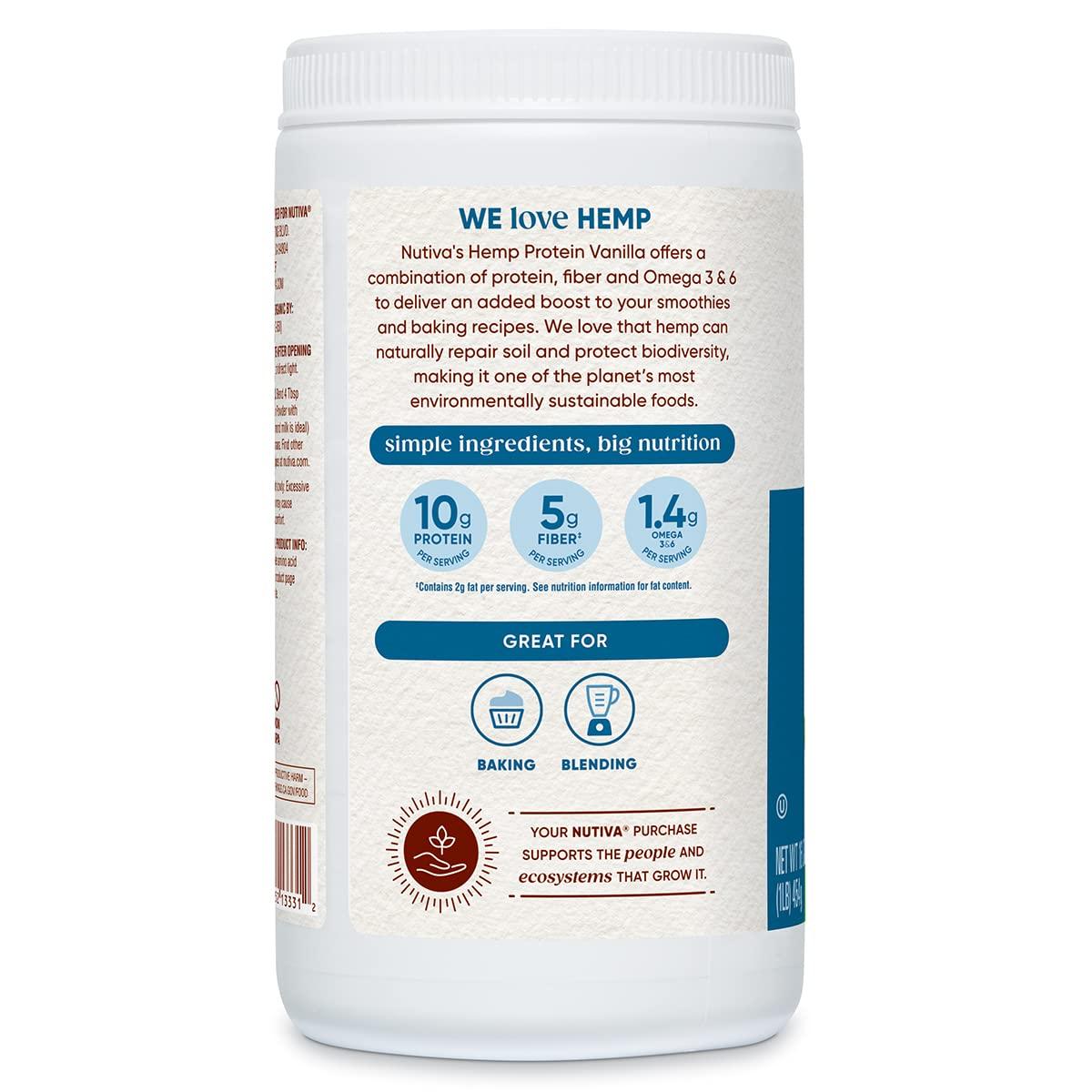 Nutiva Organic Cold-Pressed Hemp Seed Protein Powder - Vanilla Flavor ...