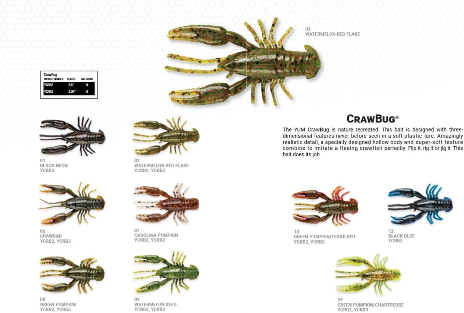 YUM Craw Chunk Soft Plastic Bait Bass Fishing Lure Crawbug - 3.25 ...