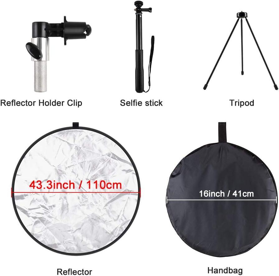 43 5-in-1 Collapsible Light Reflector Kit with Clamp & Stand for Studio ...