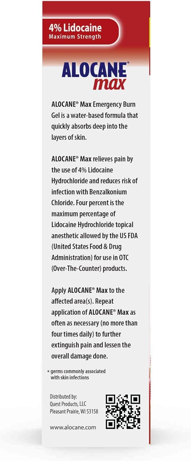 Alocane Emergency Burn Gel - 4% Lidocaine Maximum Strength for Fast ...