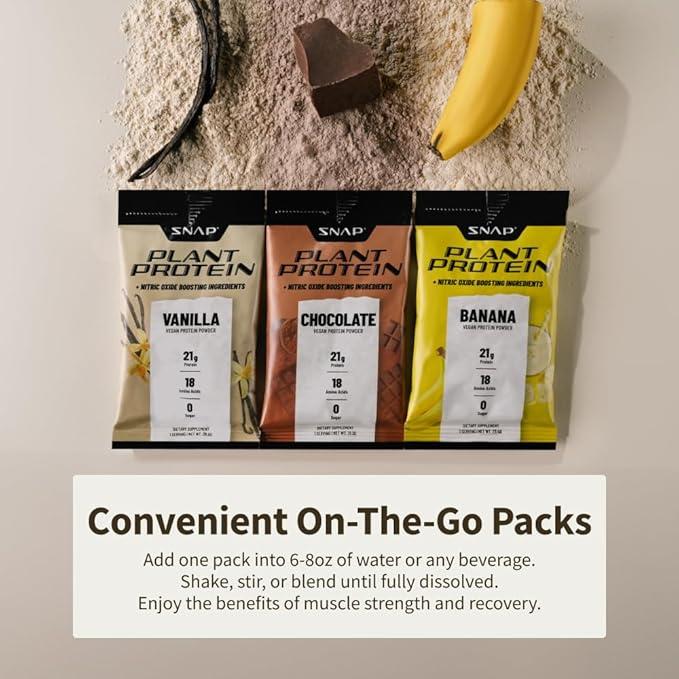 Snap Supplements 100% Plant Based Protein Powder Stick Packs with ...