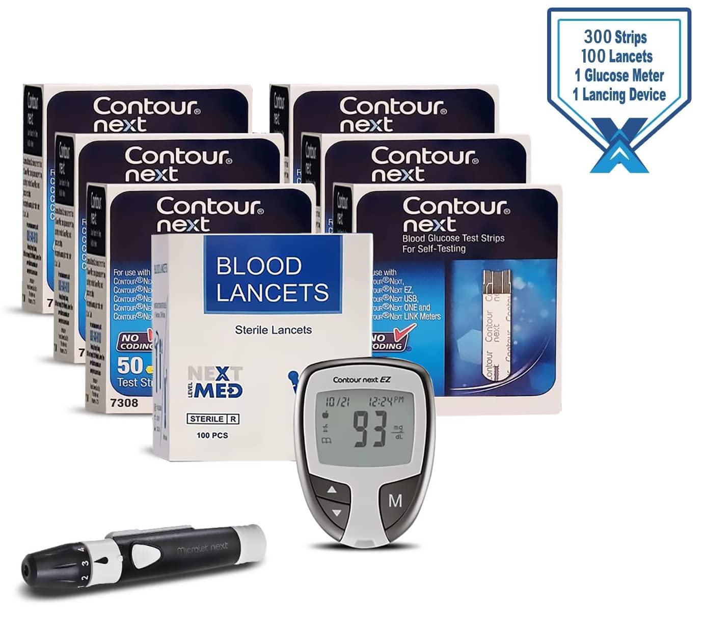 Next-Level-Med Diabetes Testing Kit - 300 Strips, 100 Lancets, Glucose ...