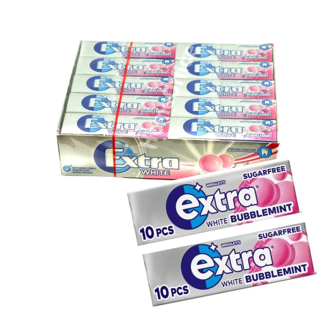 Extra White Bubblemint Sugarfree Chewing Gum Fruit and Mint Flavours ...