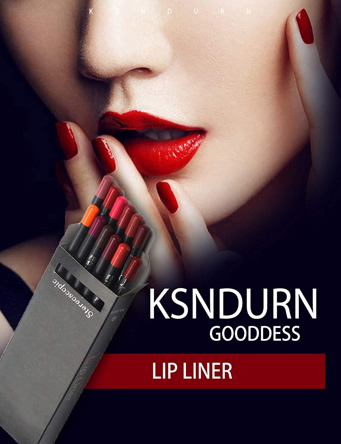 Ksndurn Lip Liner Pencil Set - 12 Color Waterproof Long Lasting Lip ...