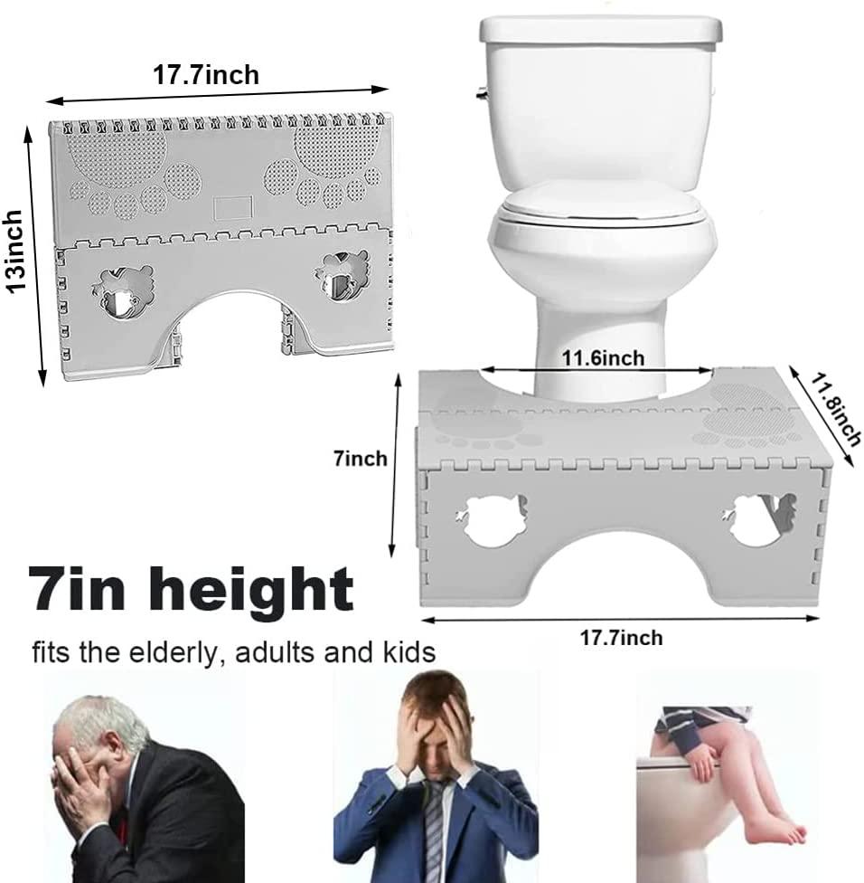 Foldable 7 Inch Toilet Stool for Adults | Healthy Posture Poop Stool ...
