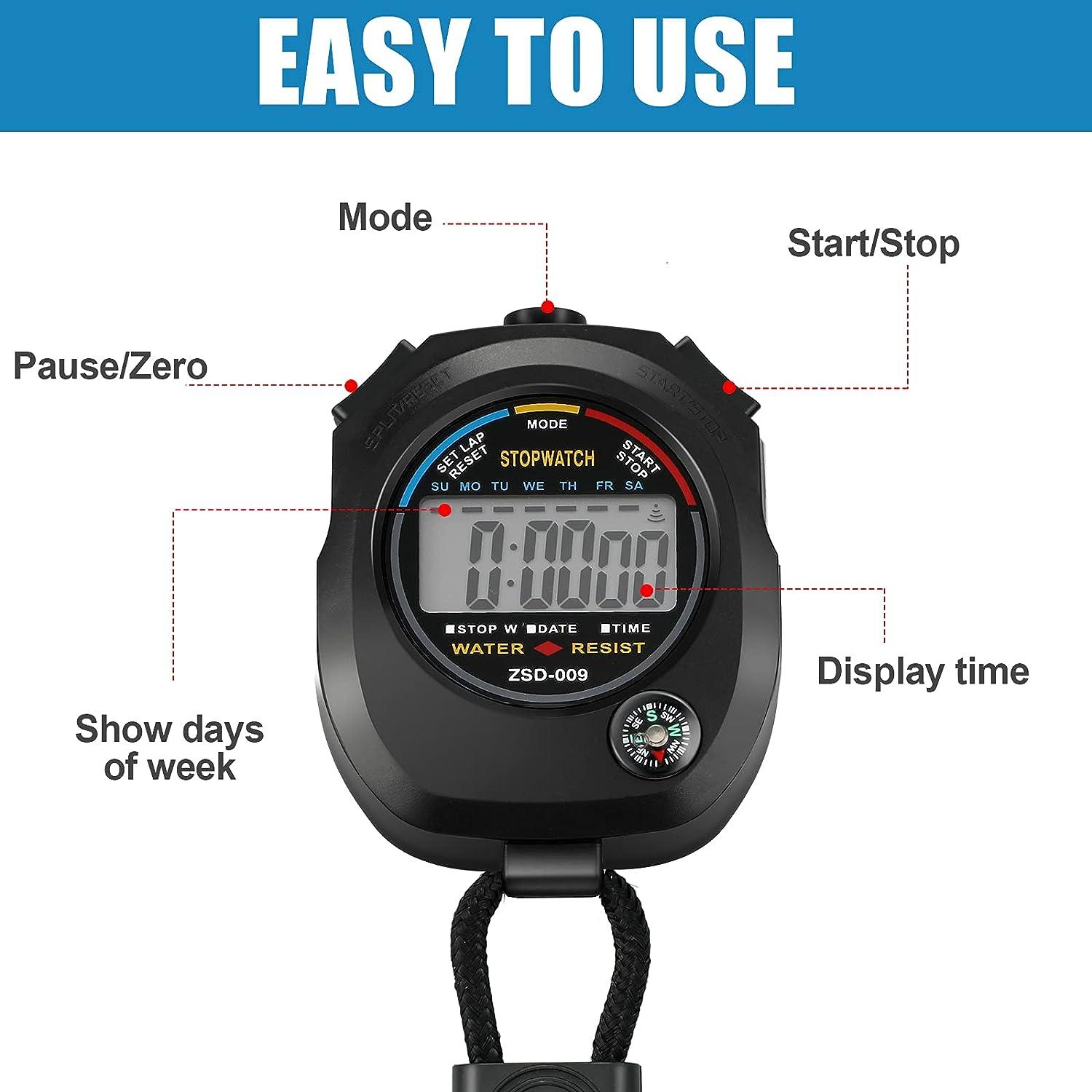 Frienda 3-Piece Sport Stopwatch Set with Loud Whistle - Digital Timer ...
