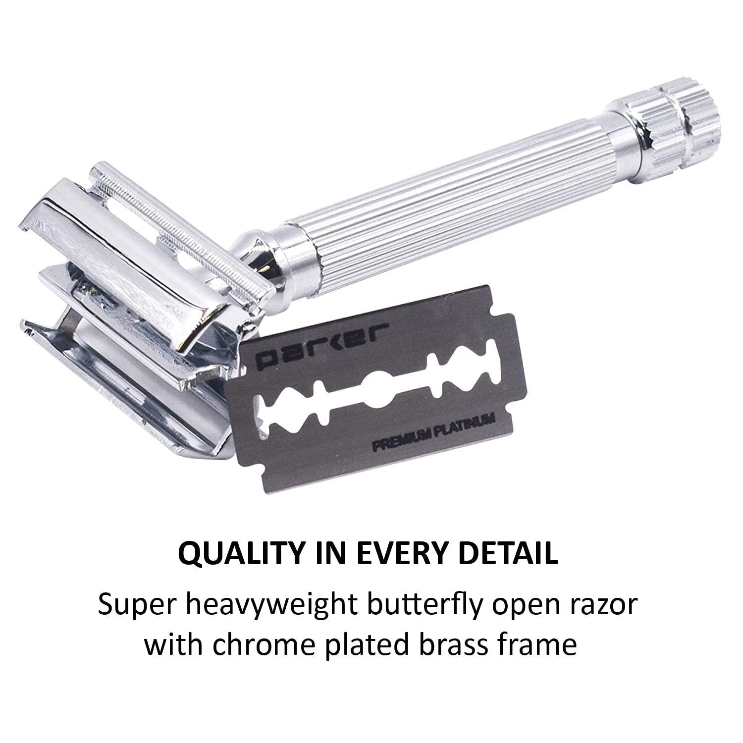 Parker Safety Razor Model 82R - Deluxe Chrome Heavyweight Twist-to-Open ...