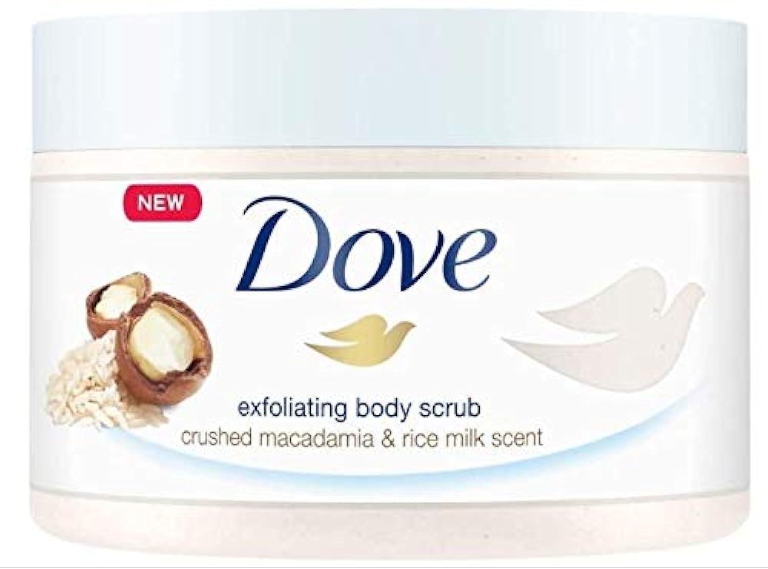 Dove Exfoliating Body Scrub 225ml - Crushed Macadamia & Rice Milk Scent ...