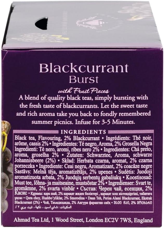 Ahmad Tea Blackcurrant Fruit Black Tea 20 Teabag Sachets - Blackcurrant ...