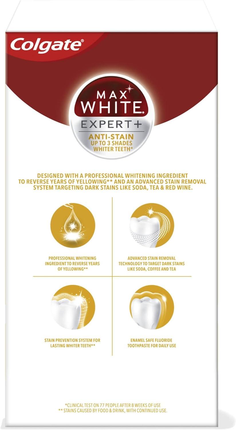 Colgate Max White Expert + Anti-Stain Toothpaste 75ml - Whitening ...