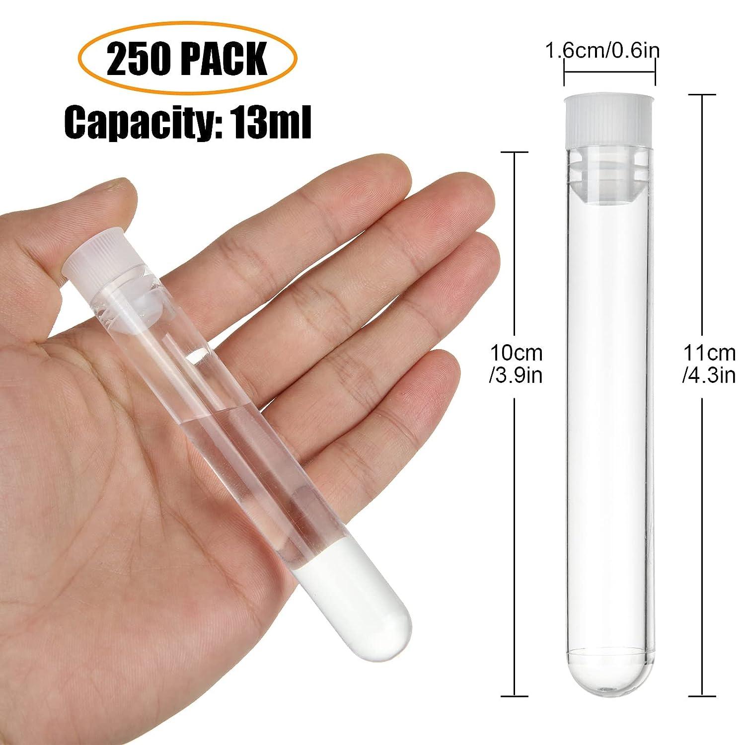250pcs 16x100mm Plastic Test Tubes with Caps - Ideal for Scientific ...