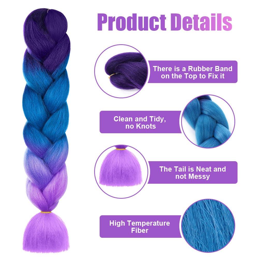 Shop Aomig Ombre Braids Extensions - 2PC Synthetic Hair for Box Braids ...