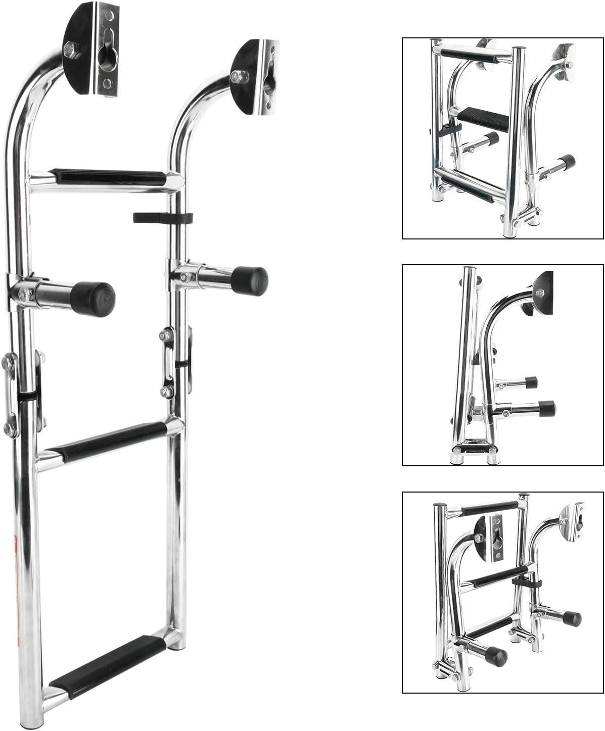 Yaemarine Stainless Steel 3 Step Folding Boat Ladder Transom Foldable