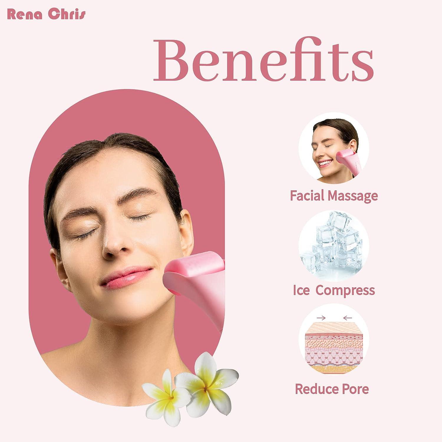 Rena Chris Ice Roller, Gua Sha Facial Tools, Face Massager - Pink Rose ...