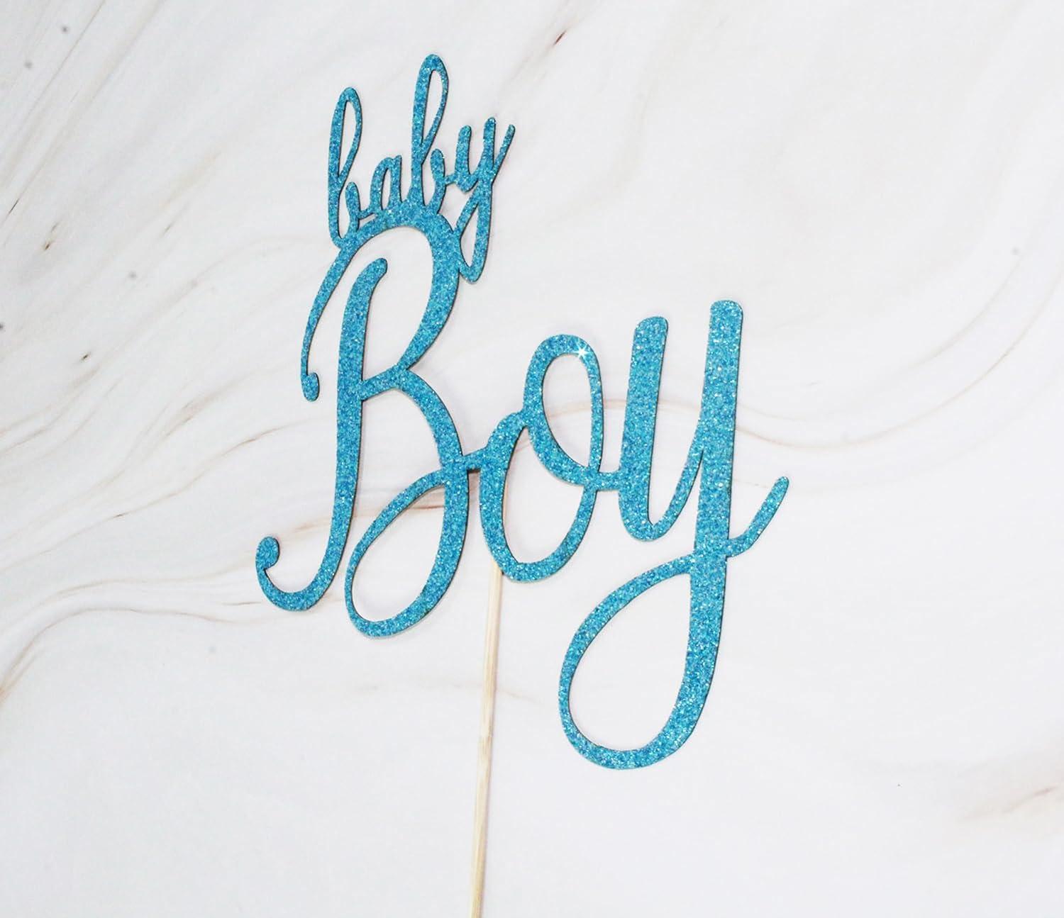 zxyxka Blue Glitter Sweet Baby Boy Cake Topper - Oh Baby Cake Topper Oh ...