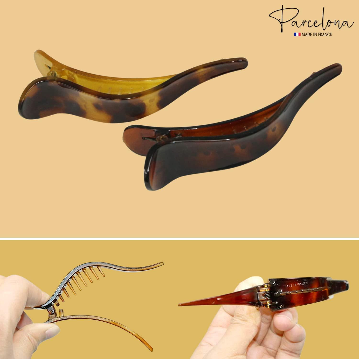 Parcelona French Brill Beak Celluloid Hair Claw Clips - Tortoise Shell/Brown (Set of 2) | Buy ...