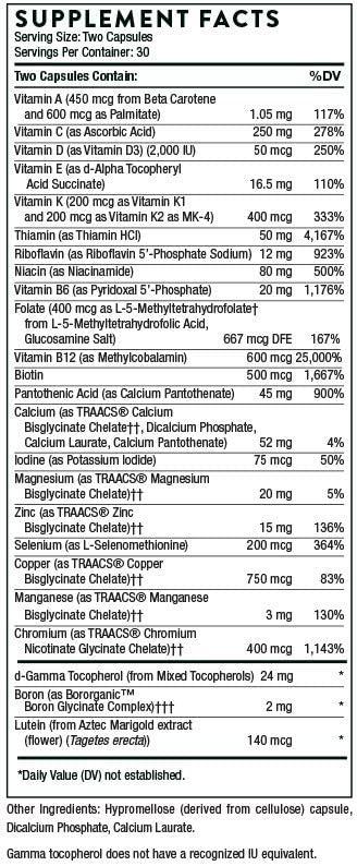 Thorne Basic Nutrients 2Day - Comprehensive Daily Multivitamin - 60 ...