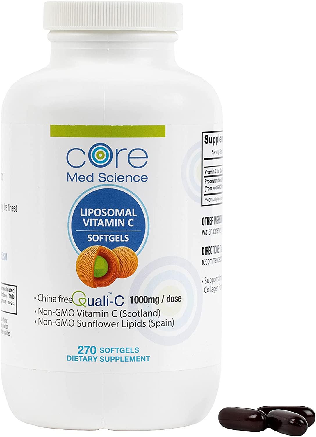 Core Med Science Liposomal Vitamin C 1000mg Softgels - Quali-C Supplement USA Made - 270 Count ...