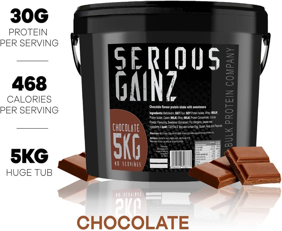 Bulk Protein Co. SERIOUS GAINZ Whey Protein Powder 5kg - Chocolate Mass ...
