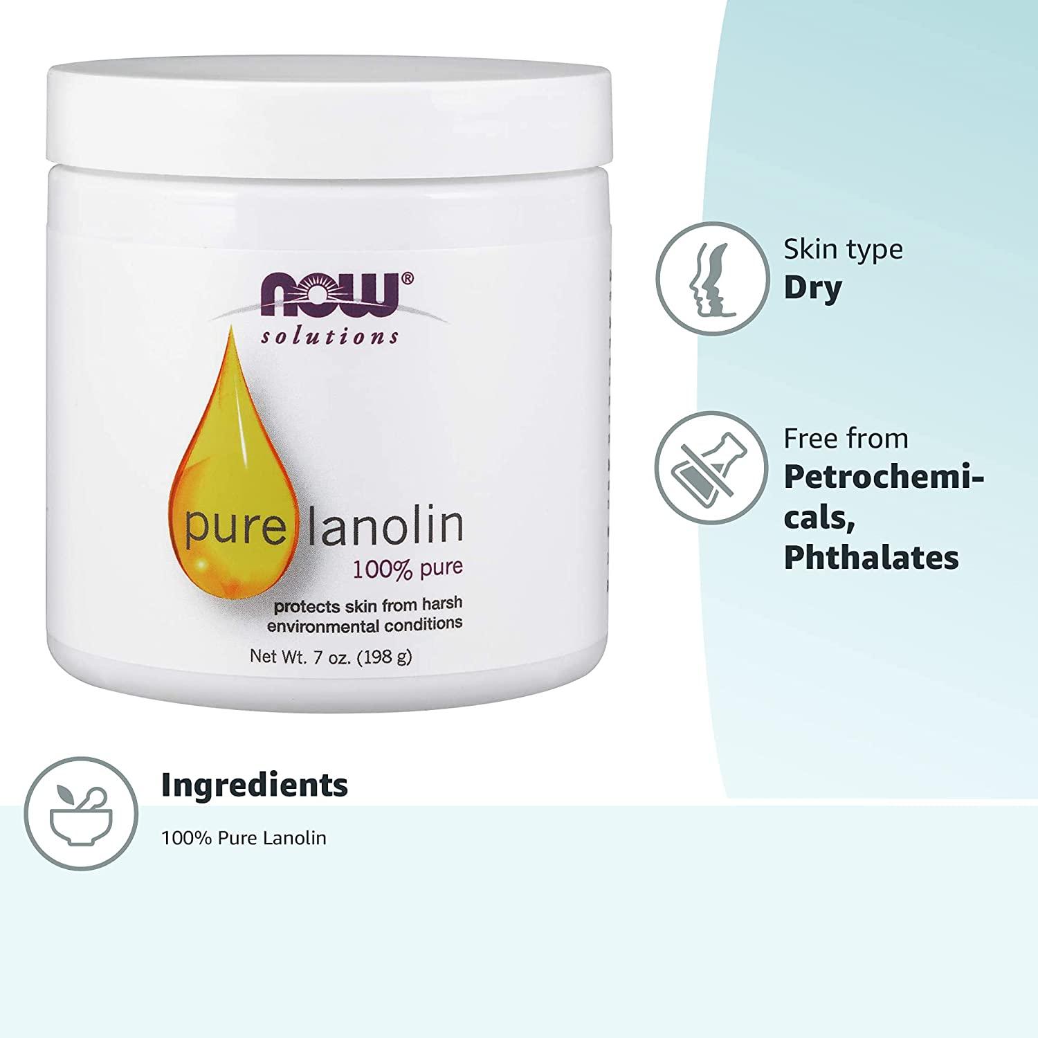 Now Foods Solutions Pure Lanolin 7 oz - 100% Natural Moisturizer for ...
