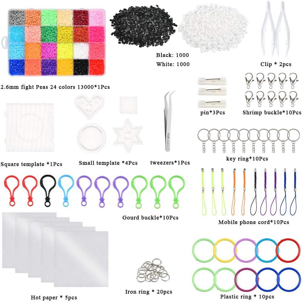 13000Pcs 2.6mm Mini Fuse Bead Kit - 24 Colors Pixel Art Craft Set for ...