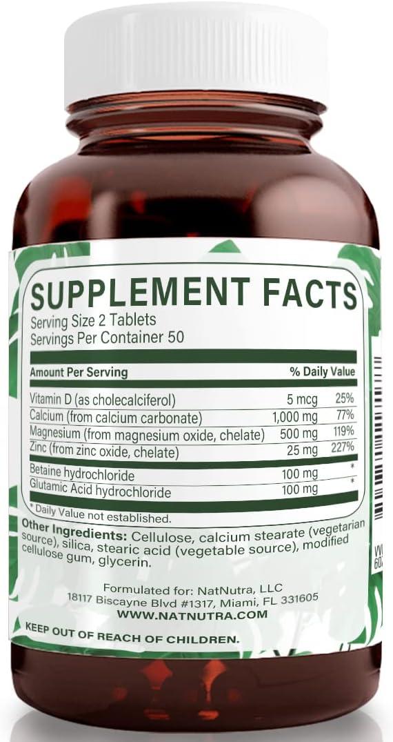 Natural Nutra Calcium Magnesium Zinc Supplement with Vitamin D3 - 100 ...