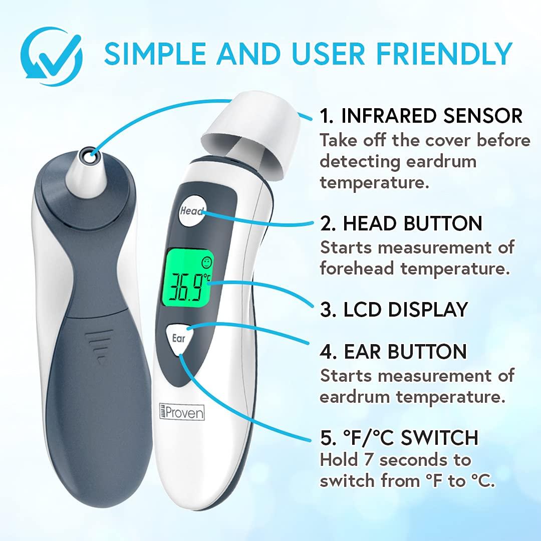 iProven Medical Digital Ear Thermometer with Temporal Forehead Function ...