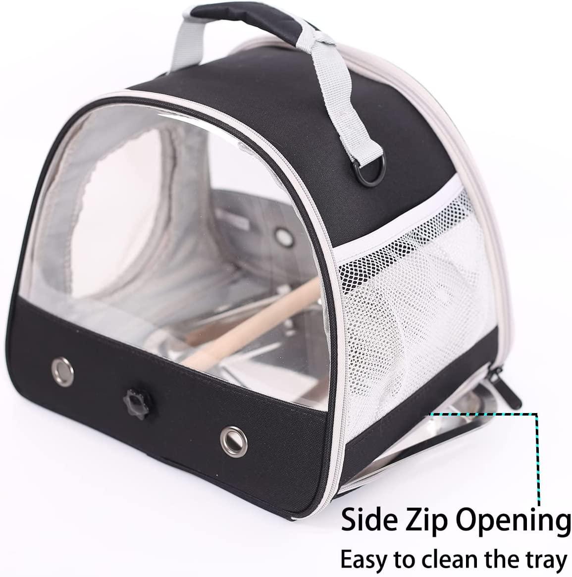 Portable Small Bird Carrier with Standing Perch and Stainless Steel ...