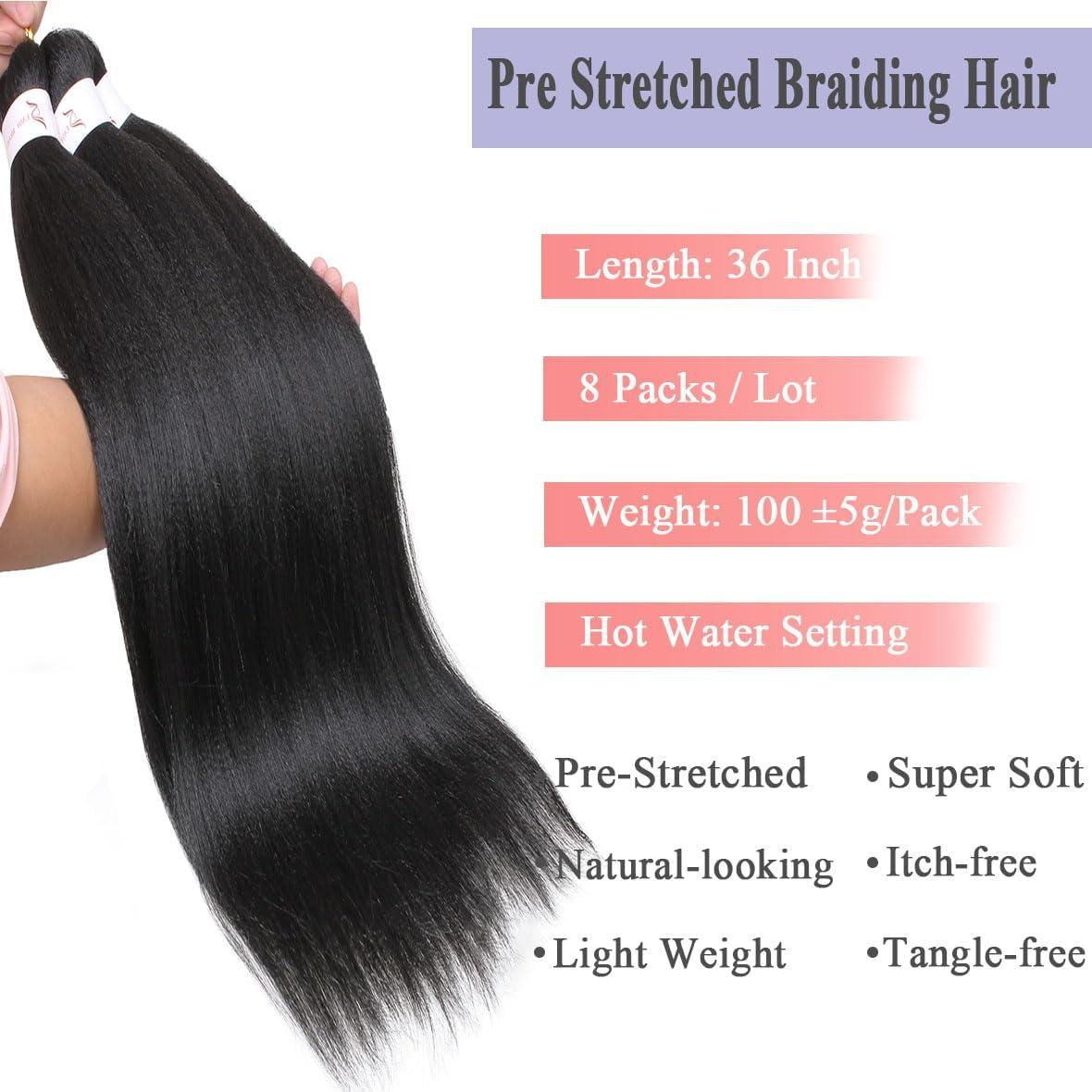 Leeven Long Pre Stretched Braiding Hair Extension 36 Inch EZ Braids ...