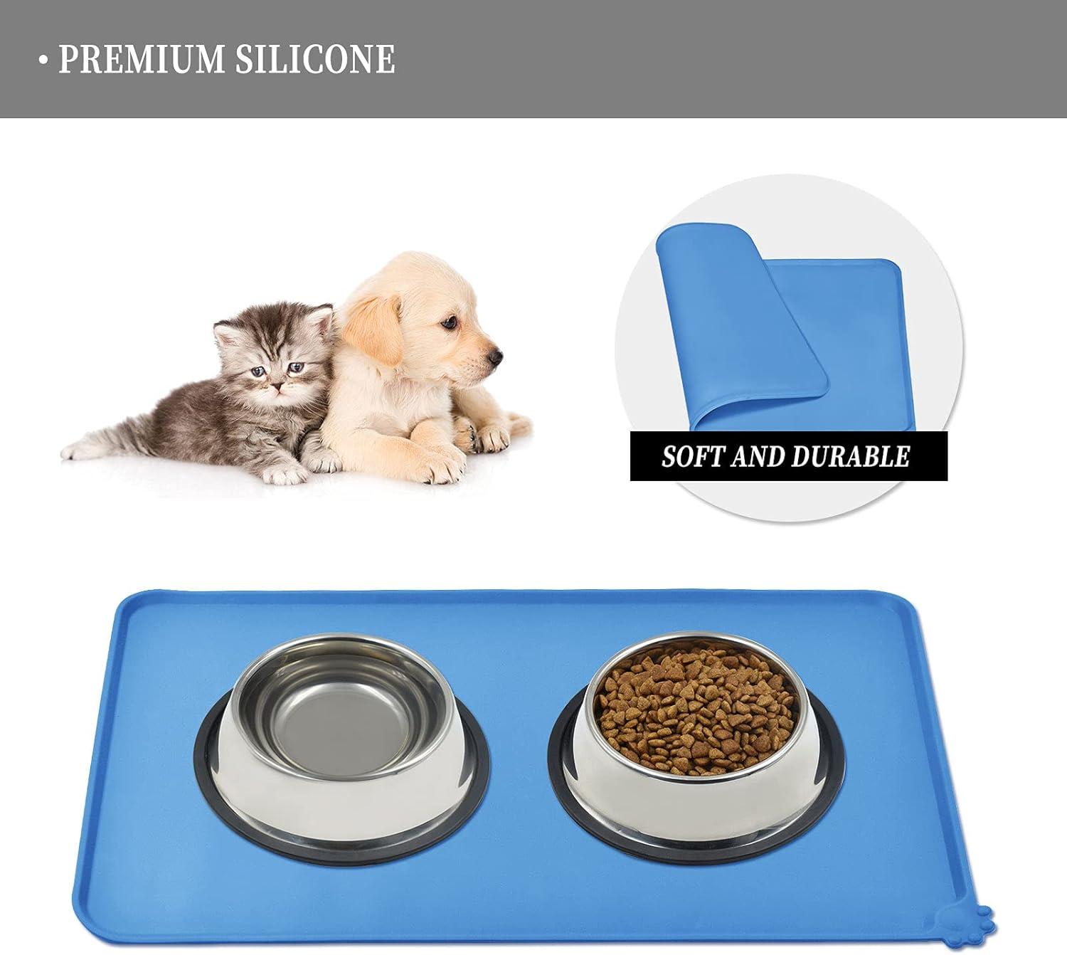 Reopet Silicone Pet Feed Mats - Waterproof Dog & Cat Mats with Elevated ...