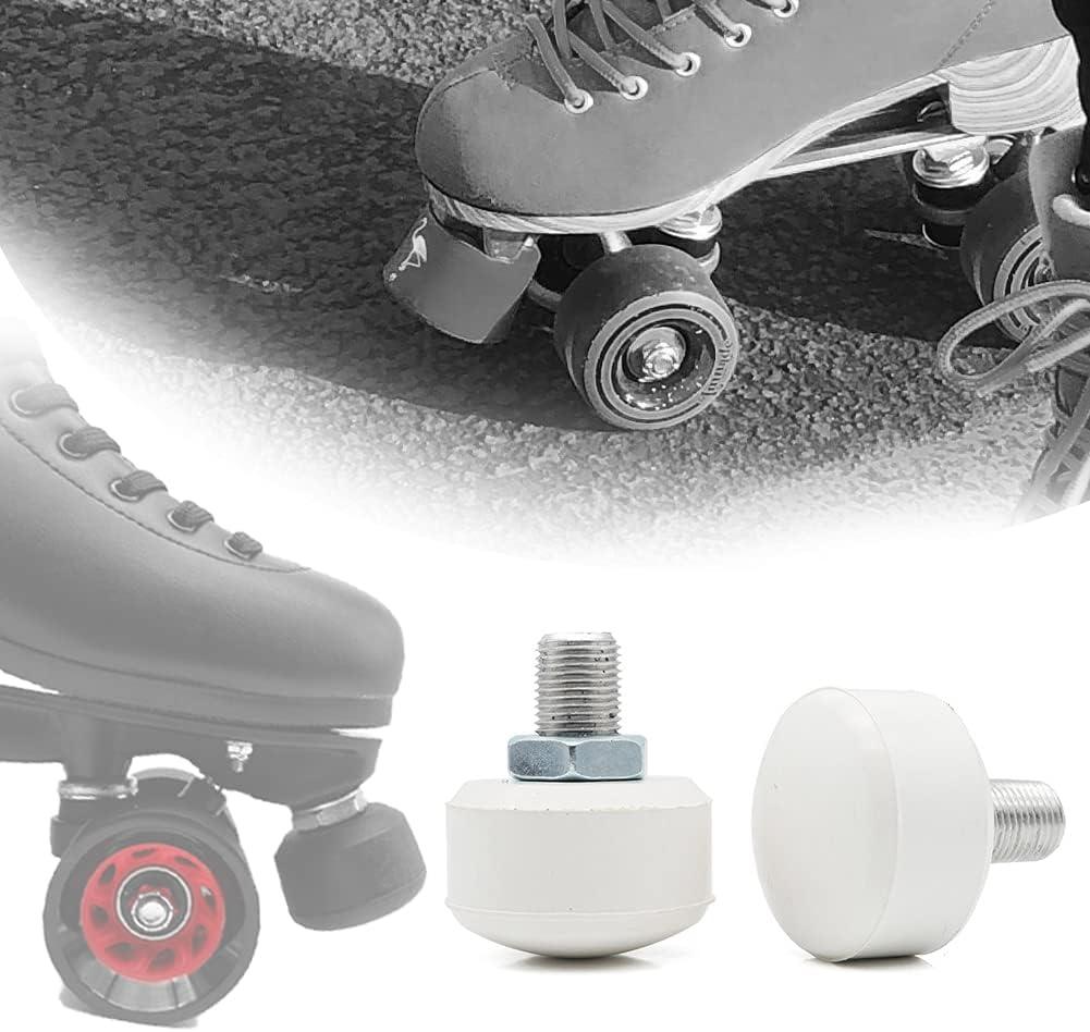 Adjustable Rubber Roller Skate Toe Stops - 2pcs White Brake Blocks | Double-Row Skating Brake ...