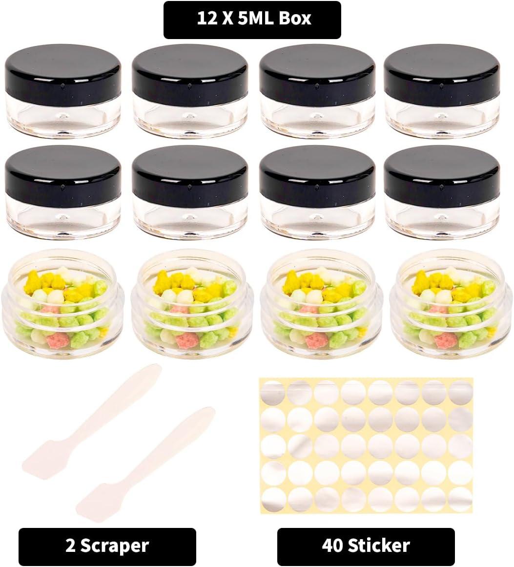 12 Pcs Empty Plastic Cosmetic Jars 5ml Sample Containers Pots Bottles ...