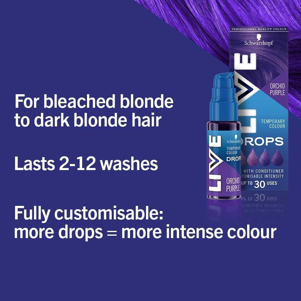 Schwarzkopf LIVE Colour Drops Orchid Purple 30ml | Vegan Semi-permanent ...