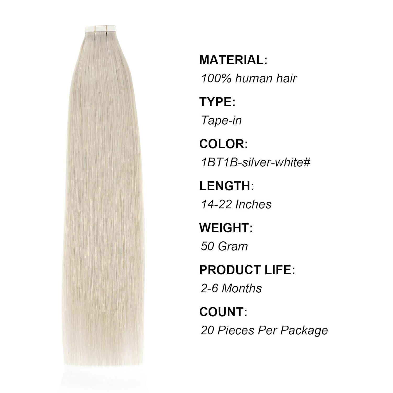 50 cm Real Hair Extensions - Silky Smooth Tape-In Remy Human Hair #1000 ...